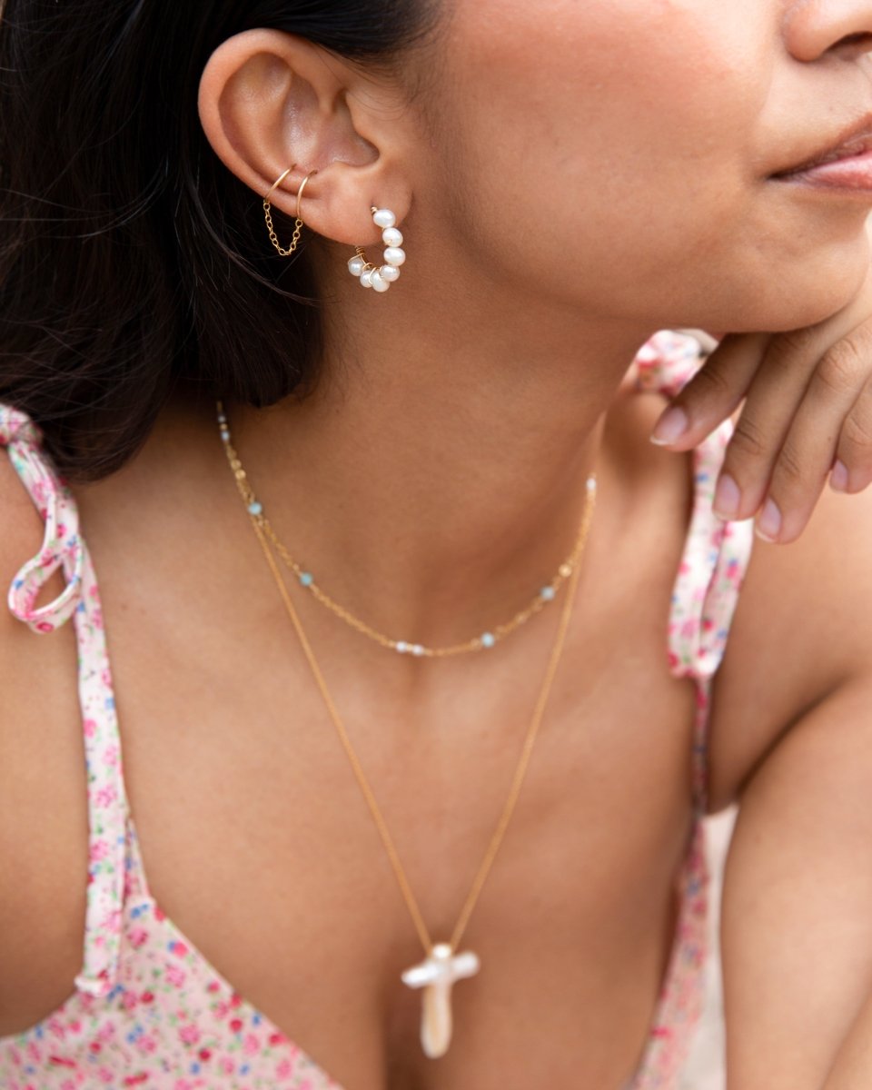 Double chain cuff earring store